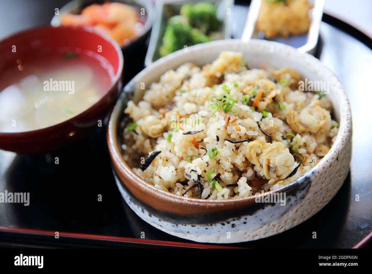 baked rice with scallop japanese food Stock Photo - Alamy