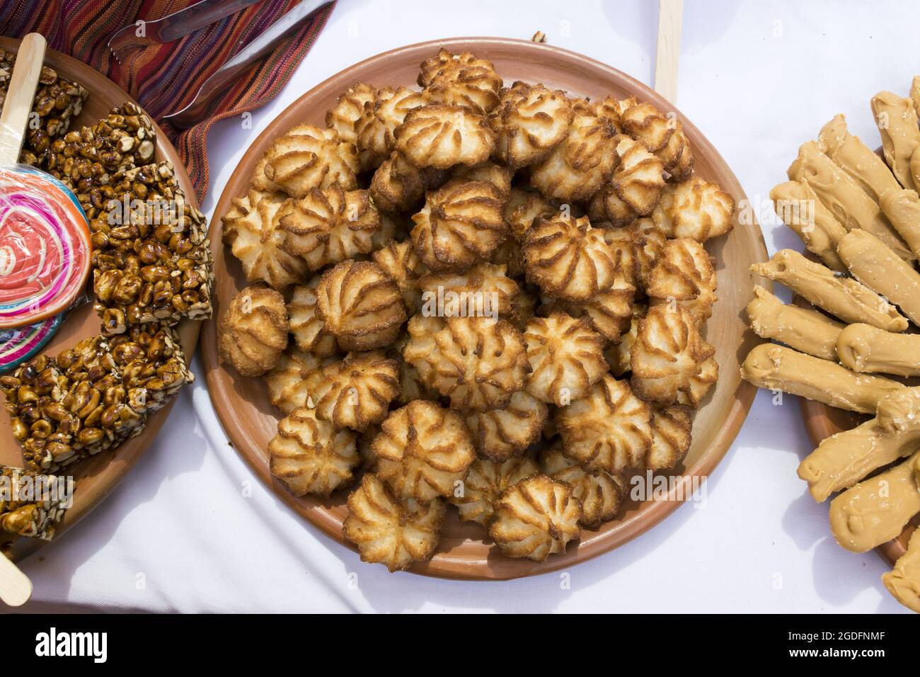 coconut cookie and canillita of milk typical candy of Guatemala Stock ...