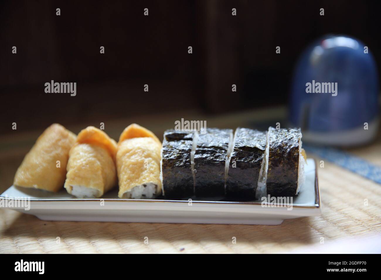 Seasoned Rice Wrapped In A Fried Tofu Bag , Inari sushi Japanese food ...