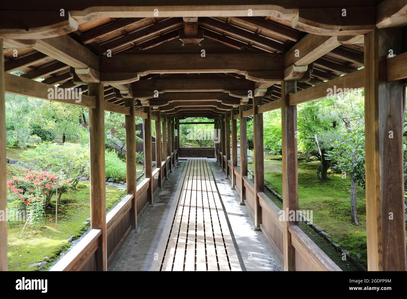 Japan temple wood walk way with Japanese garden , Kyoto Temple Japan ...