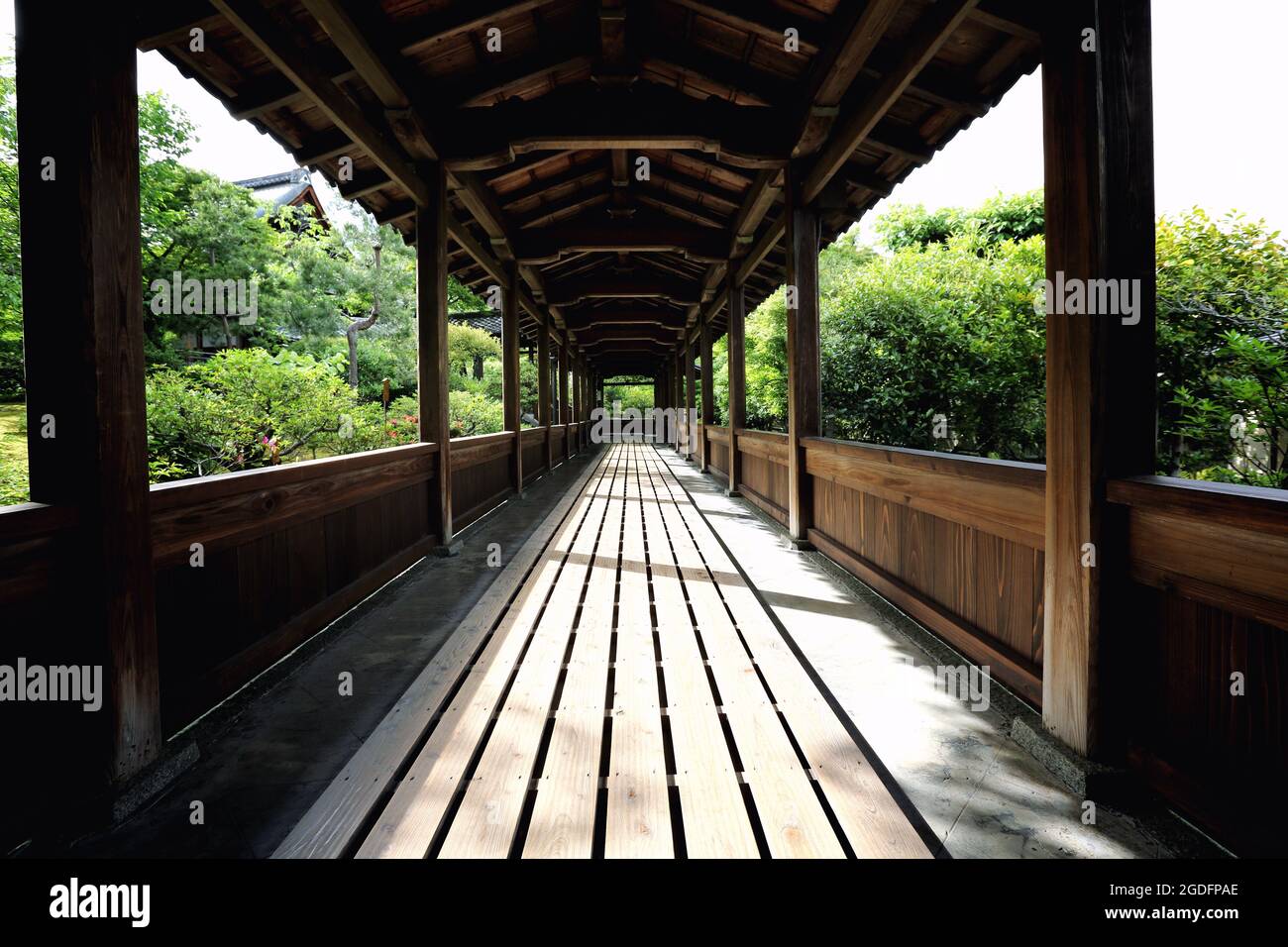 Japan temple wood walk way with Japanese garden , Kyoto Temple Japan ...