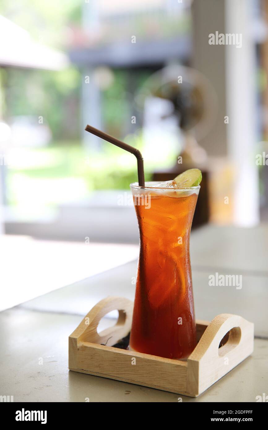 Ice lemon tea , cold drink in close up Stock Photo - Alamy