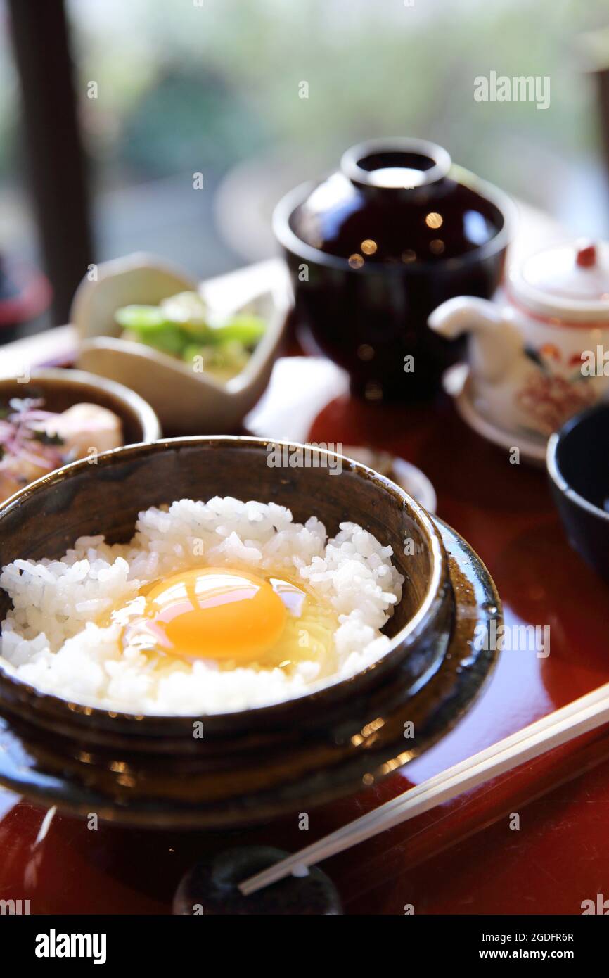 Japanese traditional food mixes a raw egg and rice Stock Photo - Alamy
