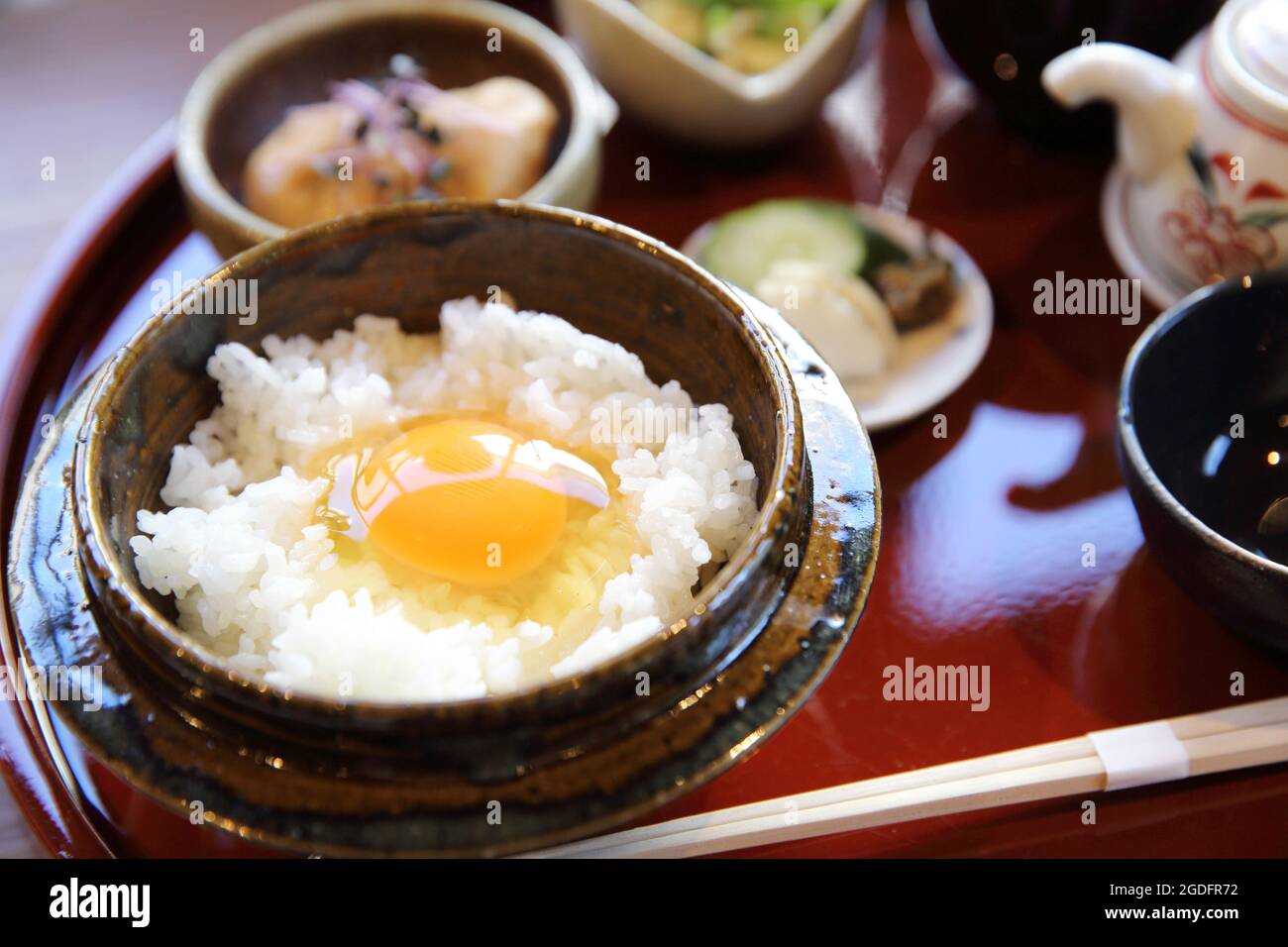 Japanese traditional food mixes a raw egg and rice Stock Photo - Alamy