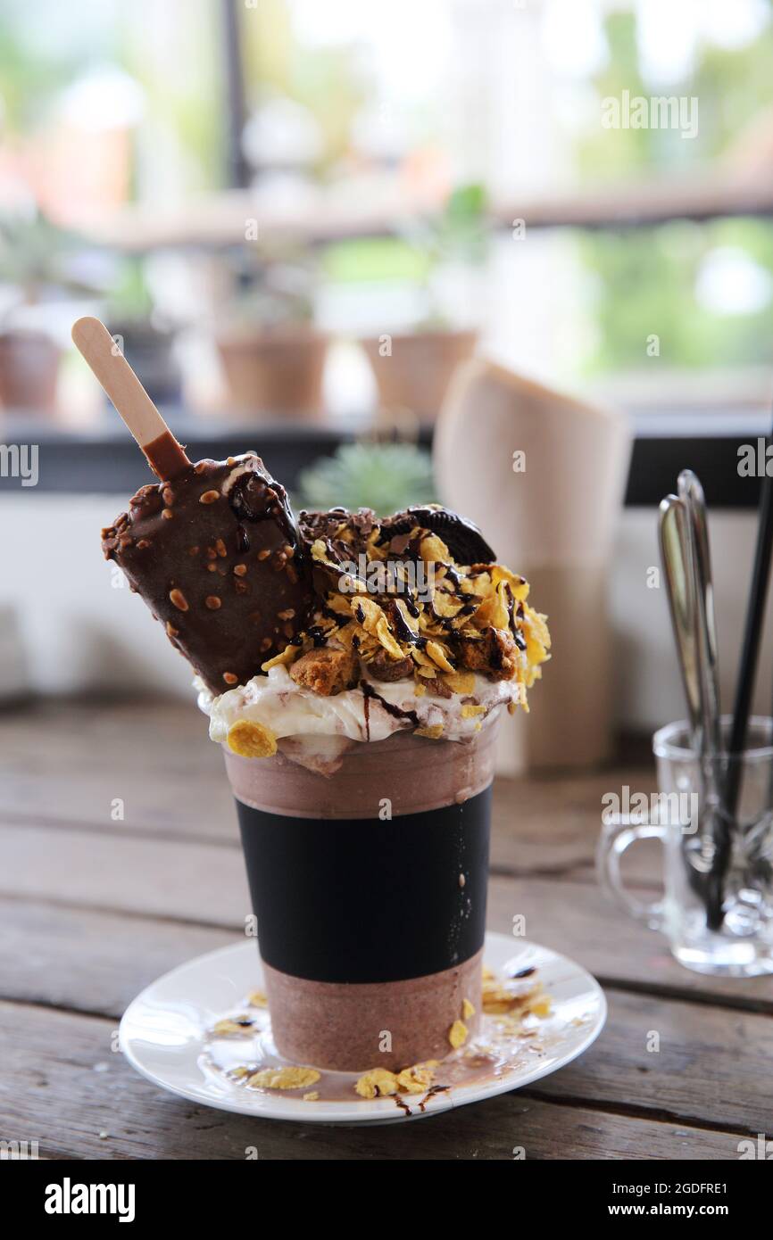 chocolate frappe with ice cream Stock Photo - Alamy