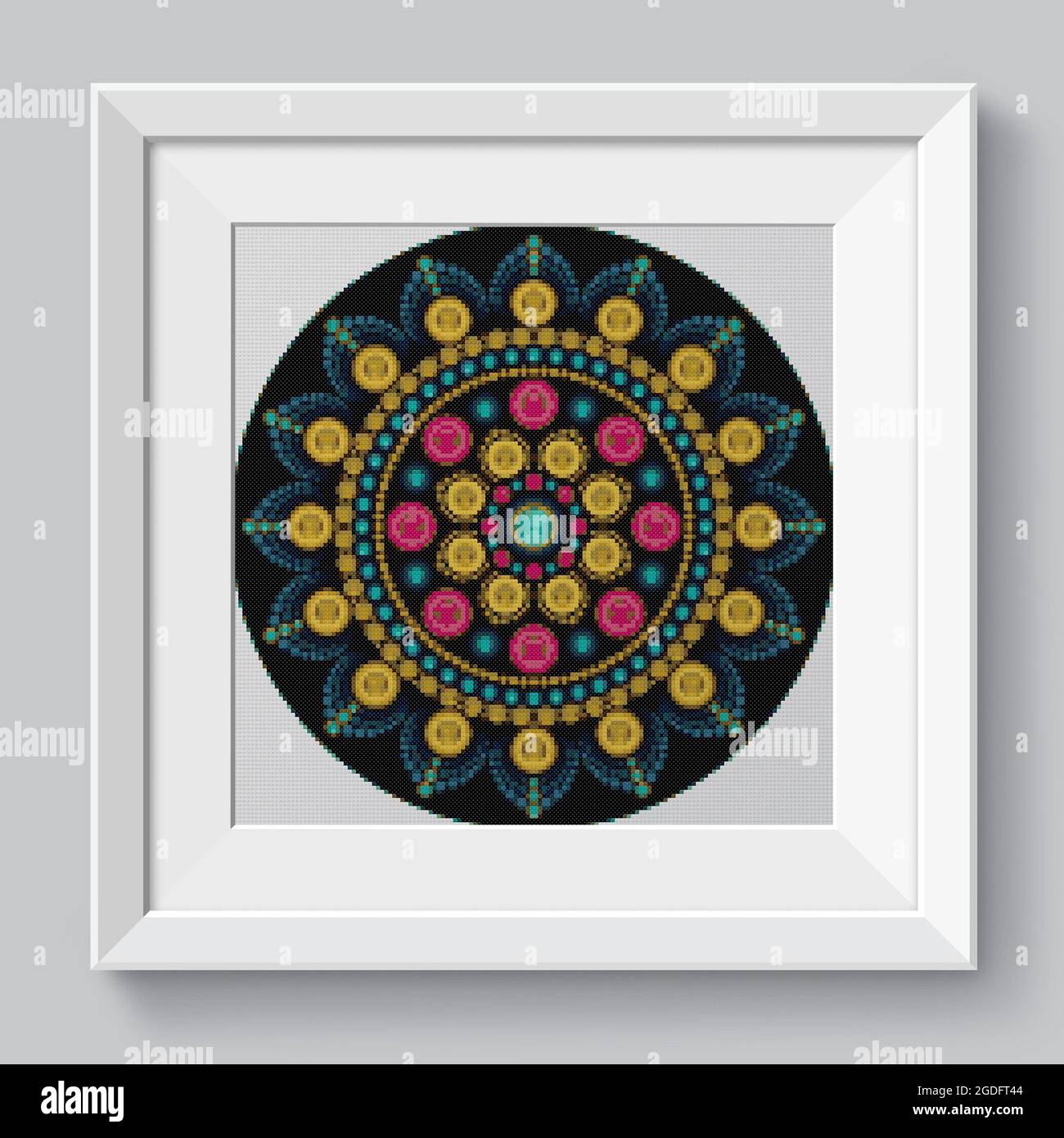 Bright colorful mandala. Sacred geometry. Illustration of cross stitch ...