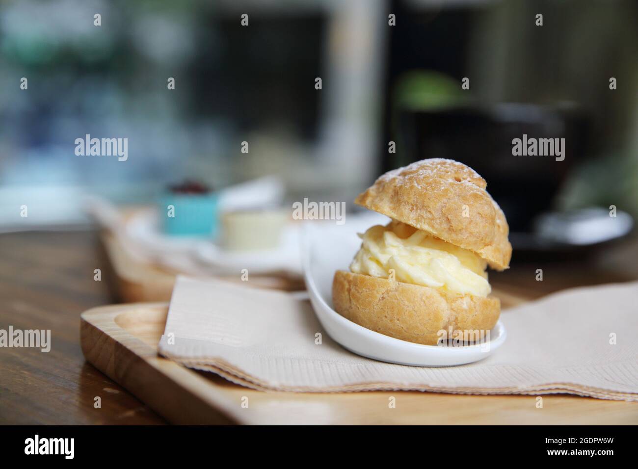 Choux cream with fruit Stock Photo - Alamy