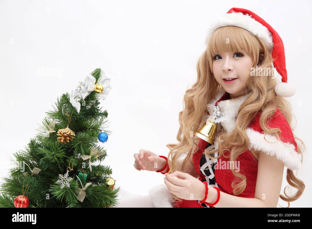 Christmas asian woman portrait with christmas gift Stock Photo - Alamy