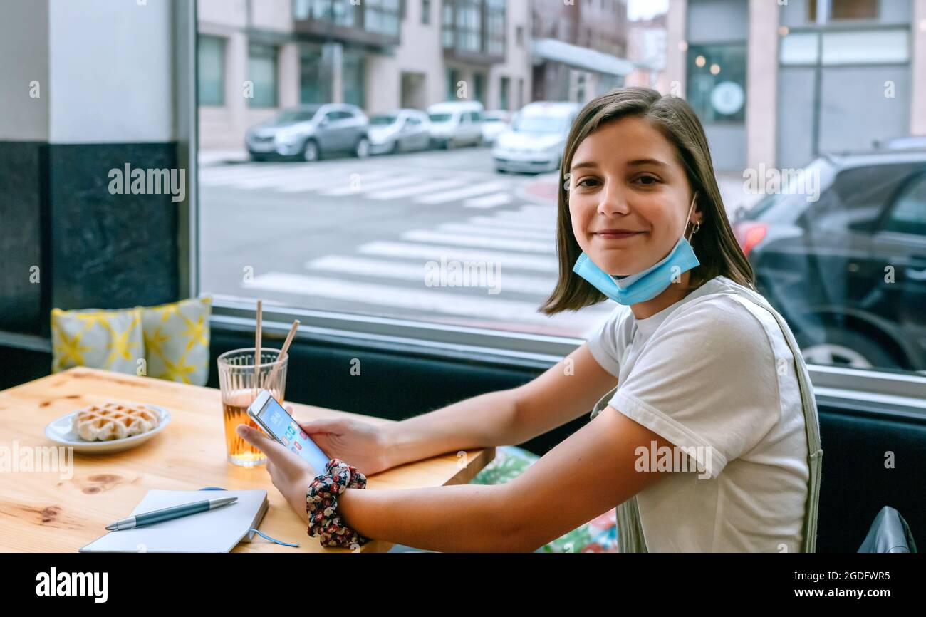 Woman smiling mask hi-res stock photography and images - Alamy