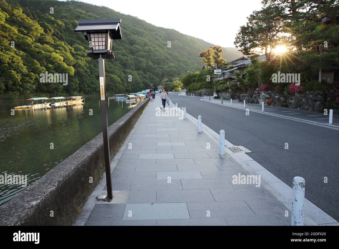 Japanese walkway in green Garden trees Stock Photo - Alamy