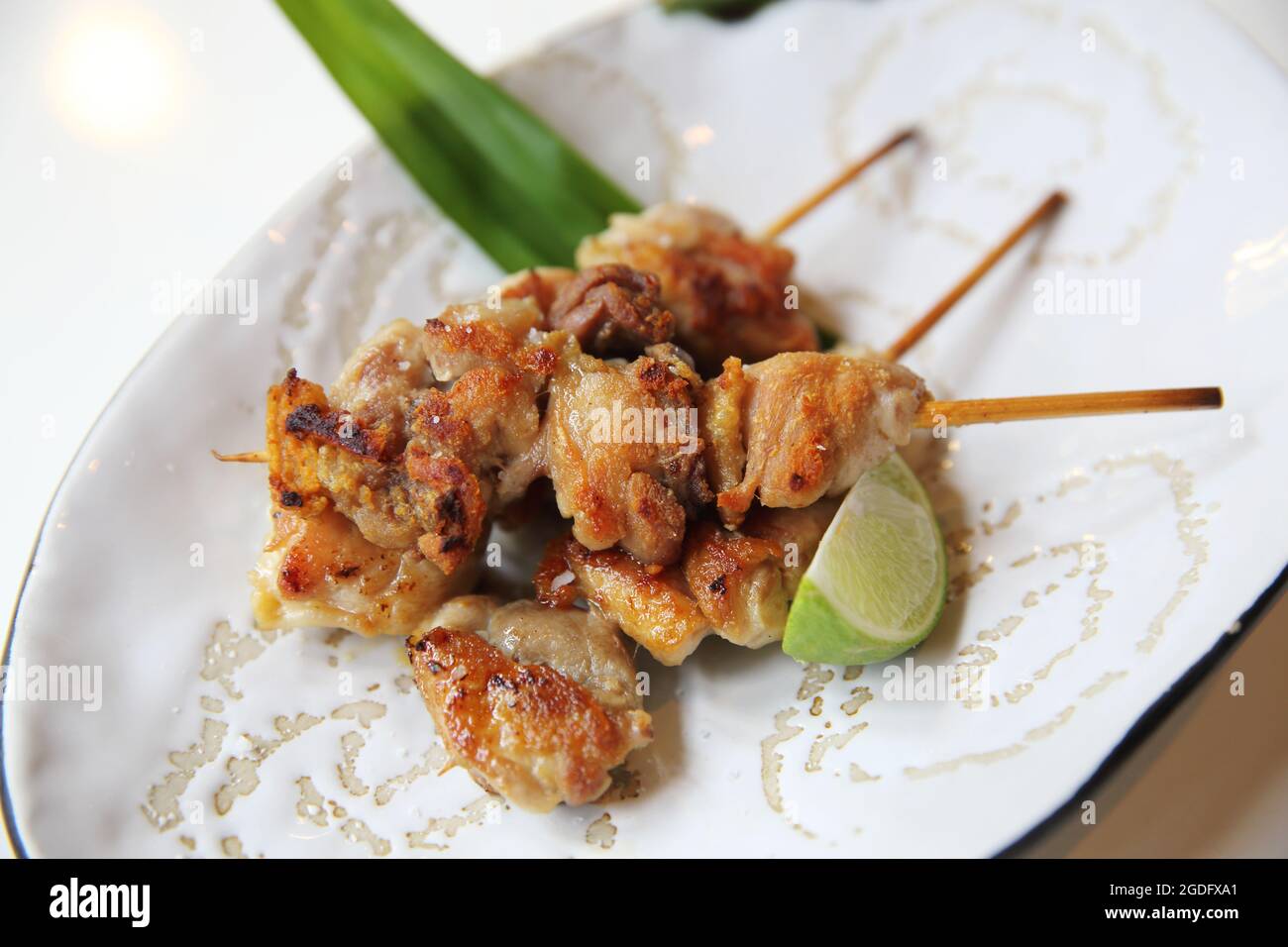 Chicken yakitori with salt , Japanese food Stock Photo - Alamy