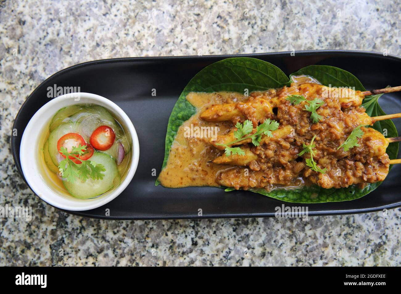 Chicken Satay in close up , Asian food Stock Photo - Alamy