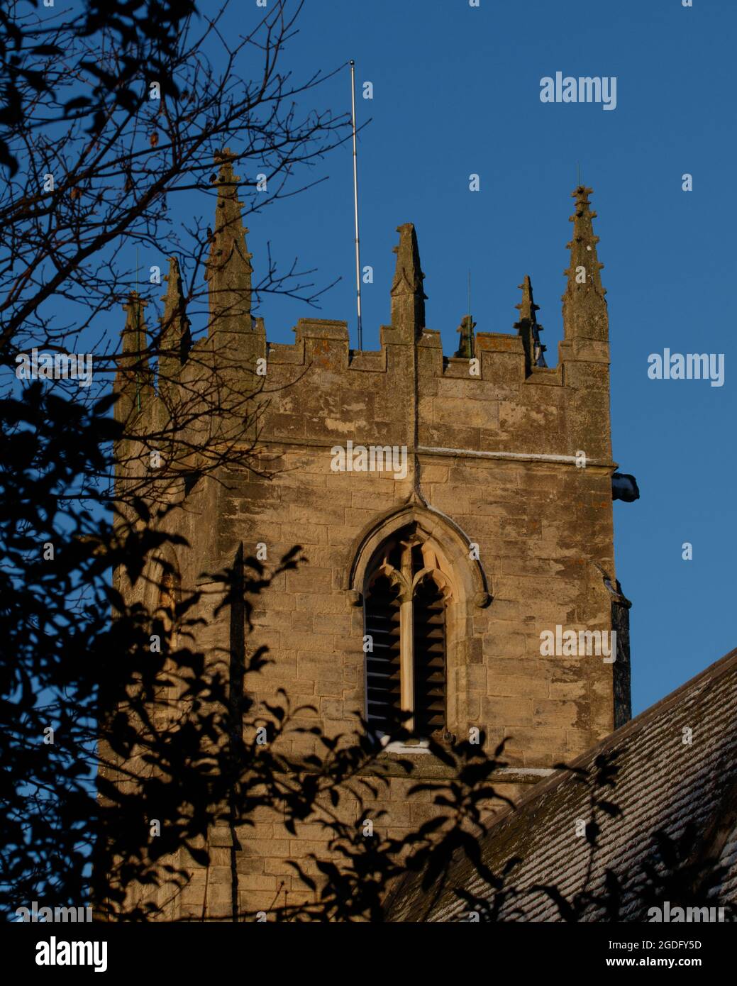 Tower of an ancient cathedral on a sunny day Stock Photo - Alamy