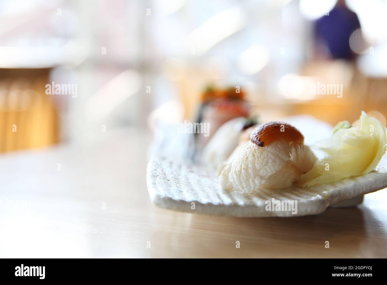 Japanese amberjack sushi , Hamachi sushi , Japanese food Stock Photo ...