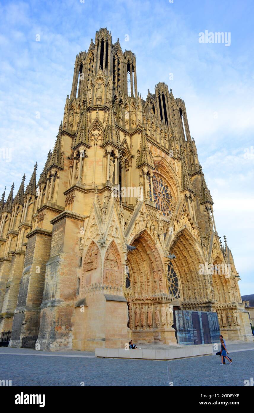 Reims, France, view to the historical monumental cathedral Stock Photo ...