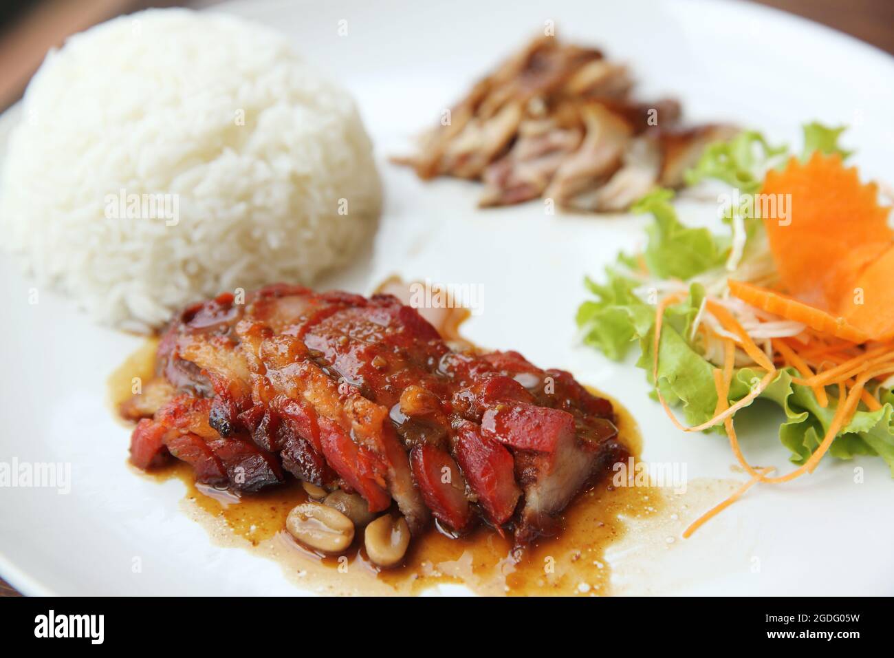 Chinese food Barbecued pork with rice Stock Photo - Alamy