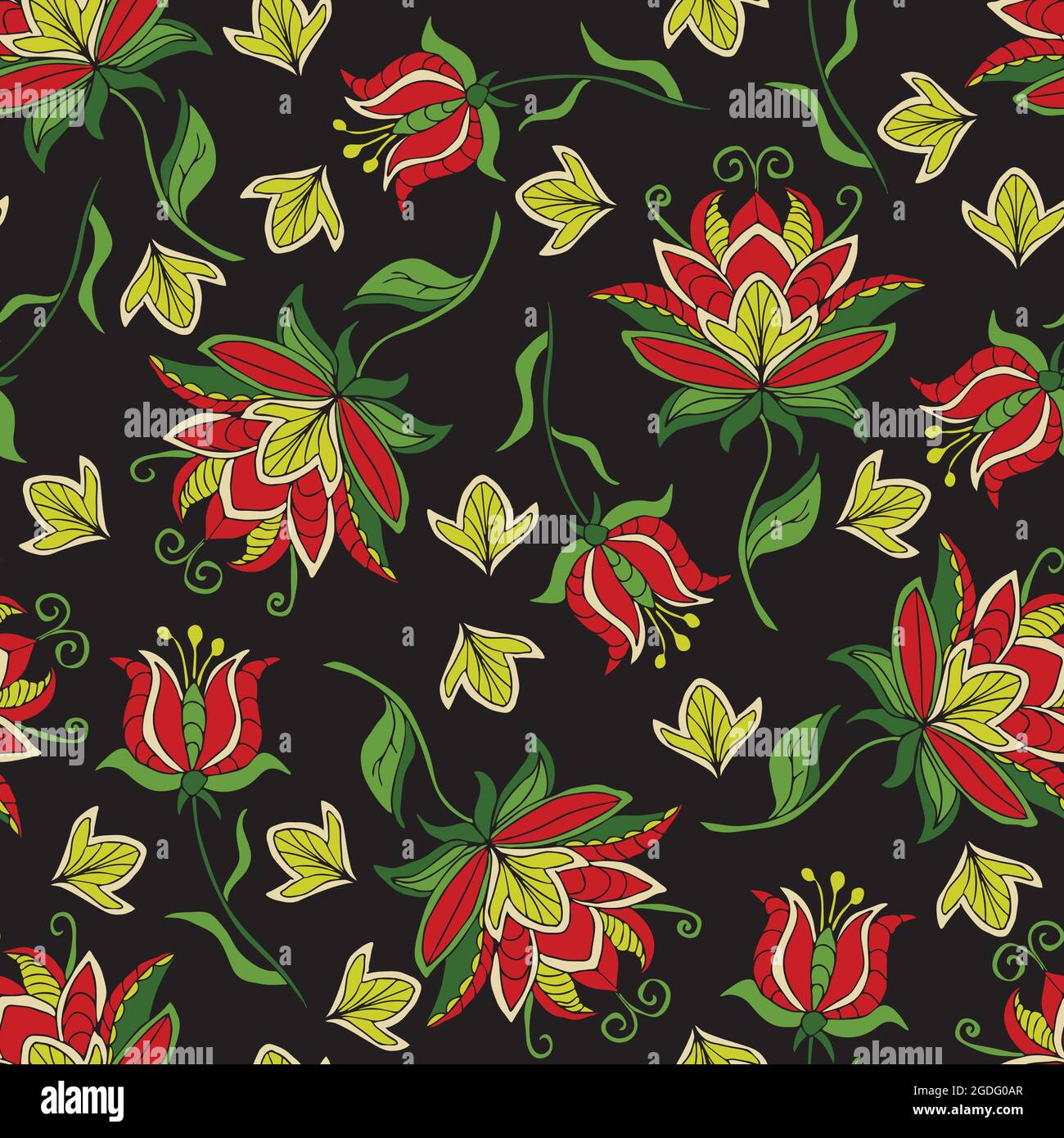 Black simple lily pattern Stock Vector Images - Alamy