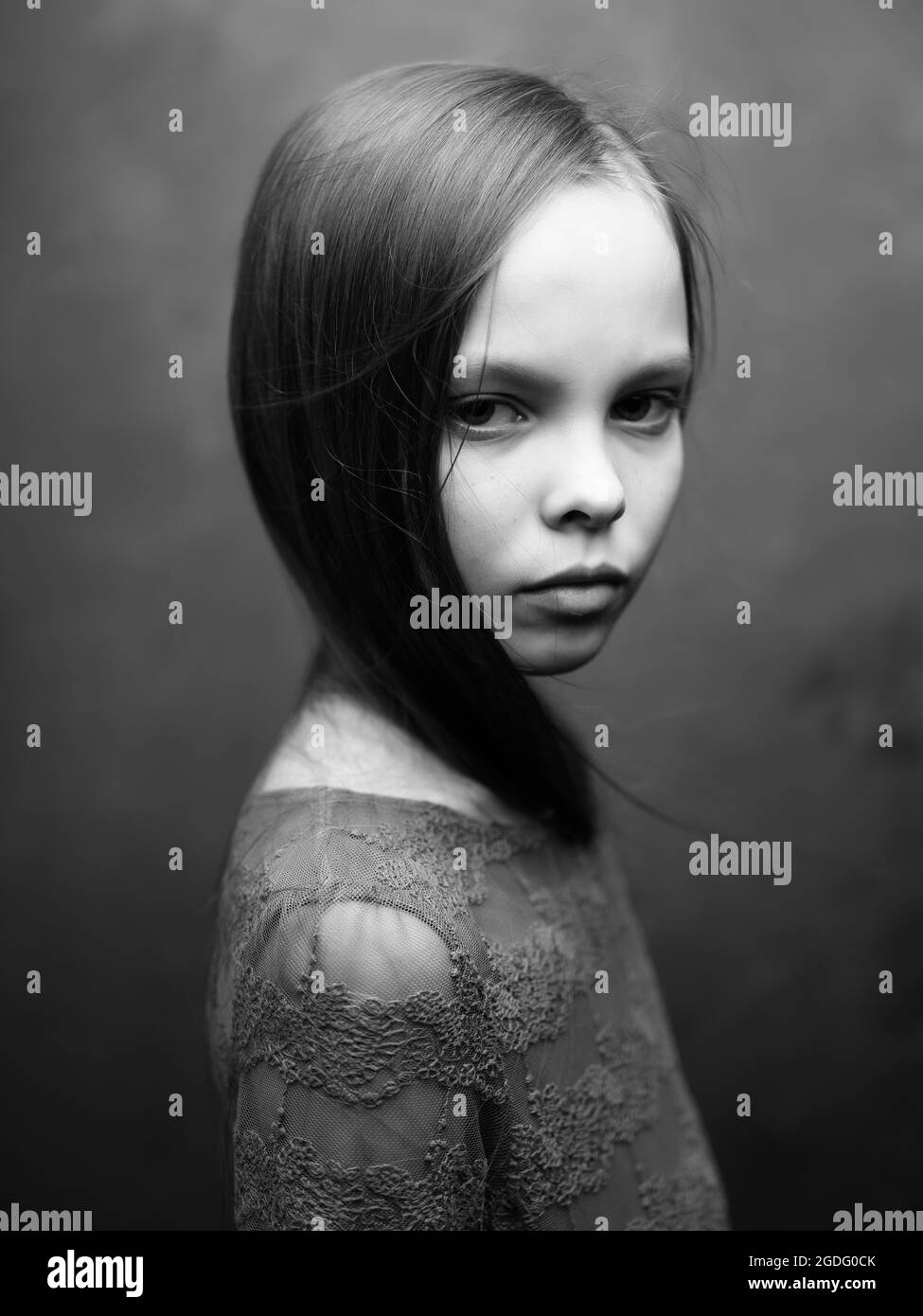 girl with sad expression face close up studio Stock Photo - Alamy