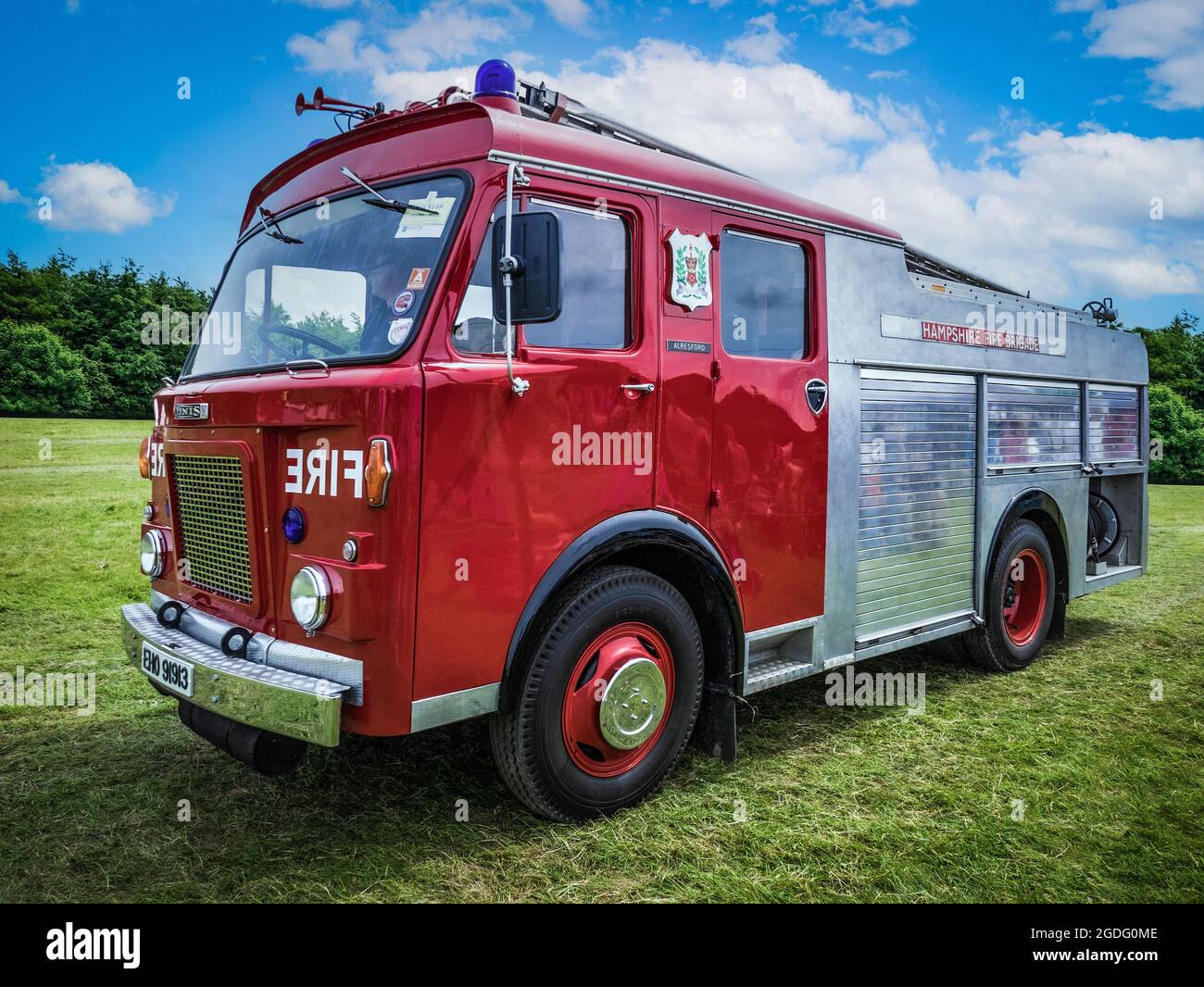 Vintage Fire Engine on display at Wrotham car show in muted colours ...