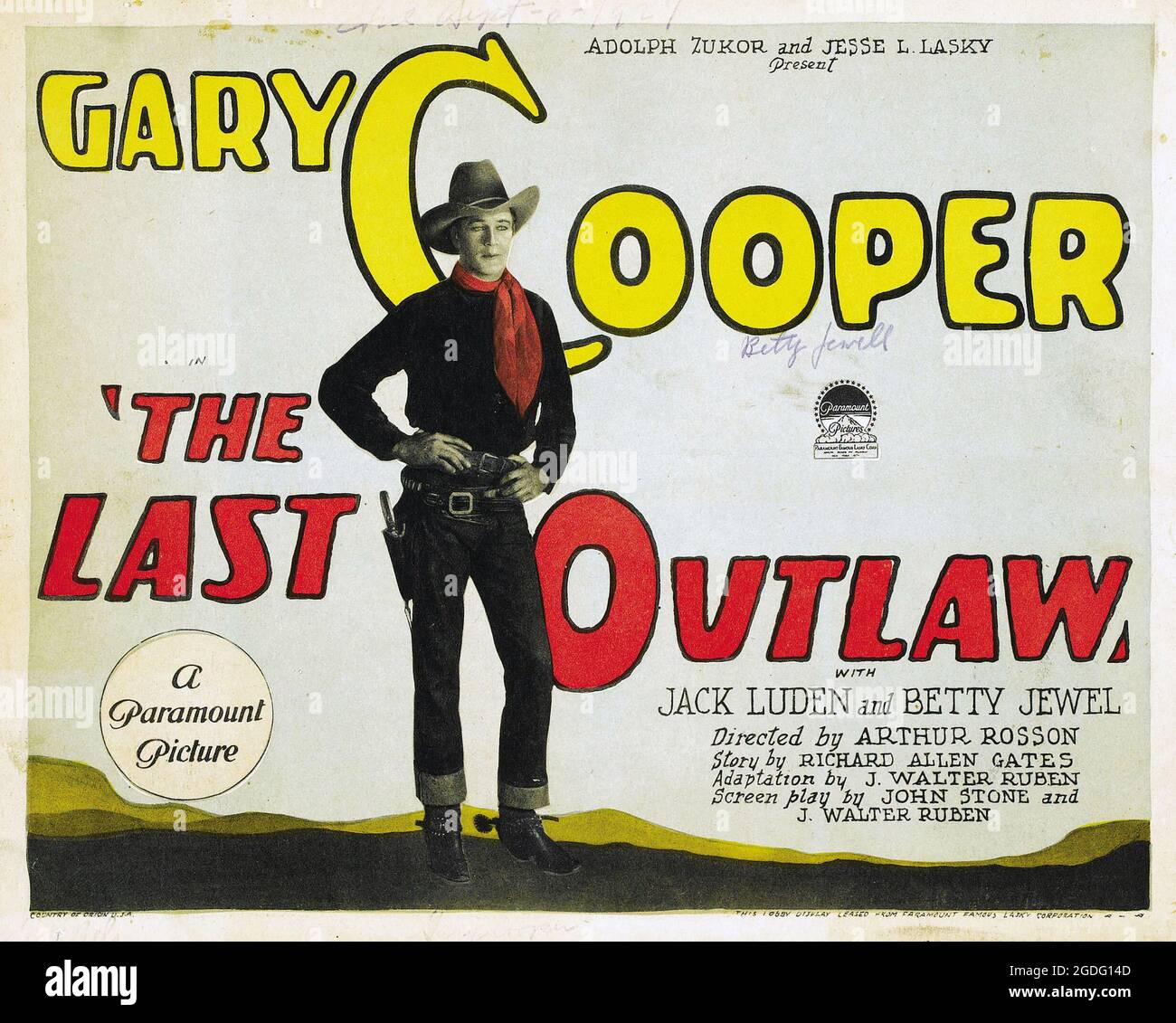 GARY COOPER in THE LAST OUTLAW (1927), directed by ARTHUR ROSSON ...