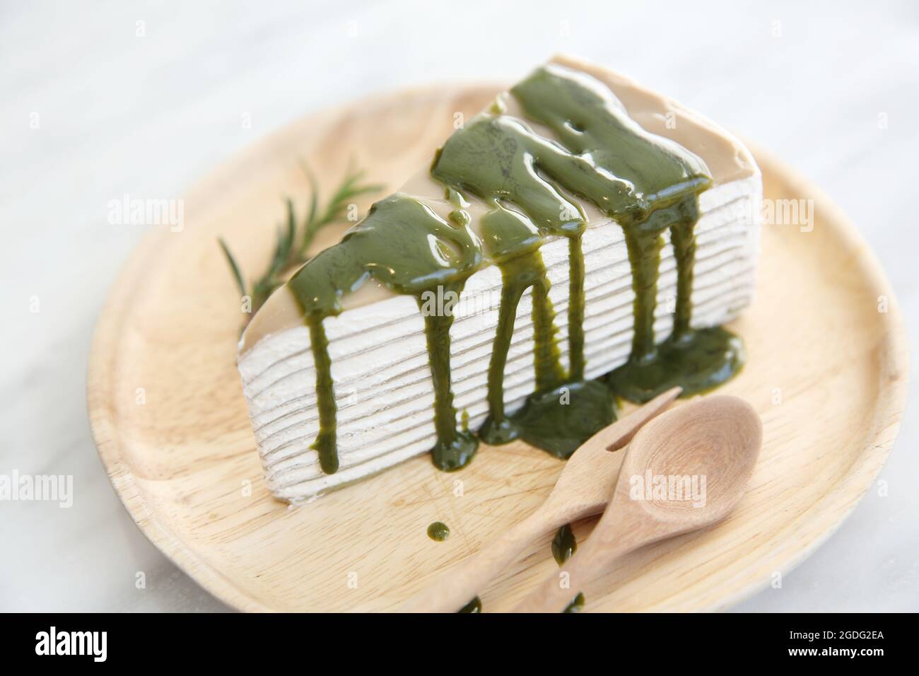 Green tea crape cake sweet food Stock Photo - Alamy