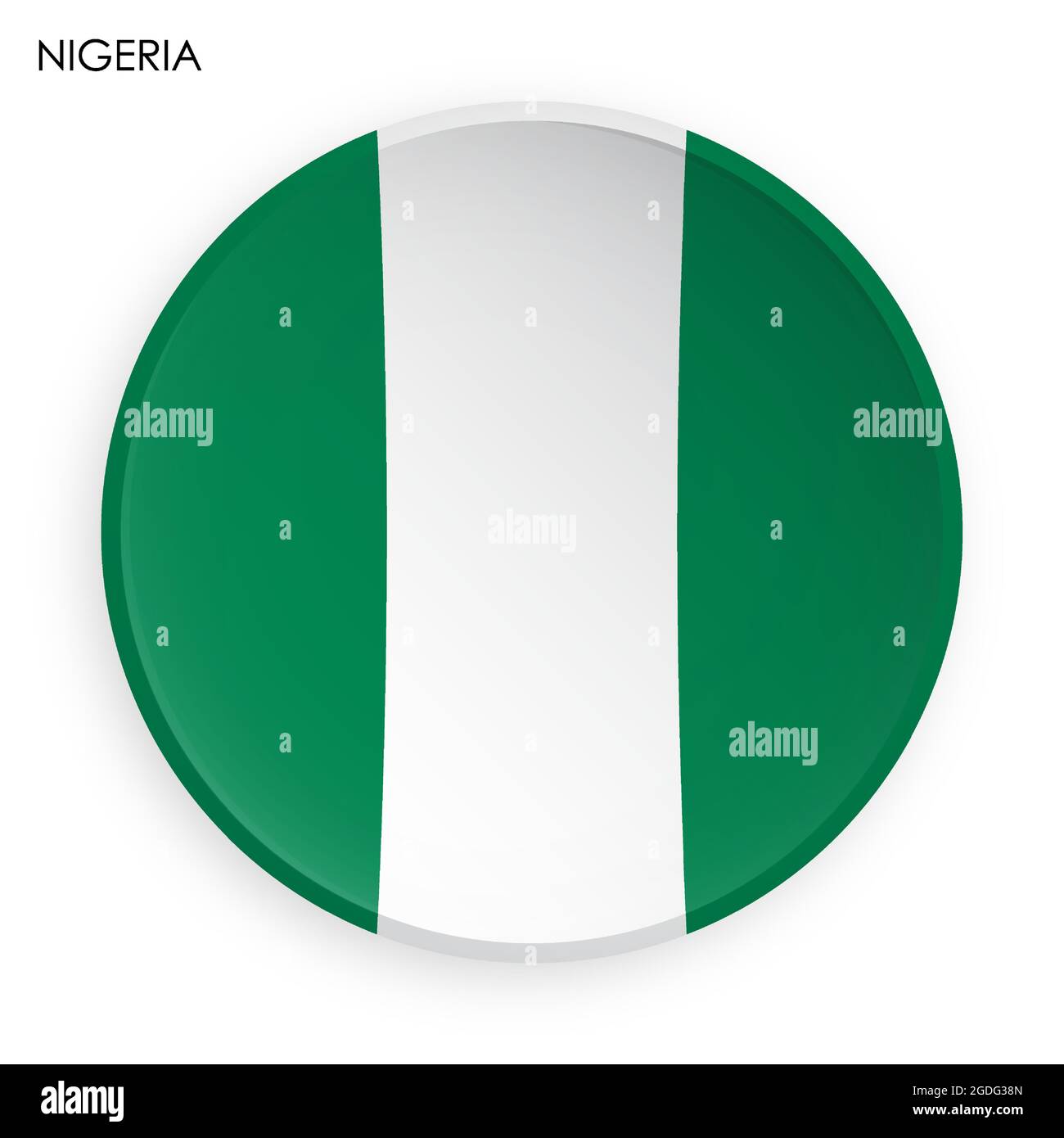 NIGERIA flag icon in modern neomorphism style. Button for mobile ...