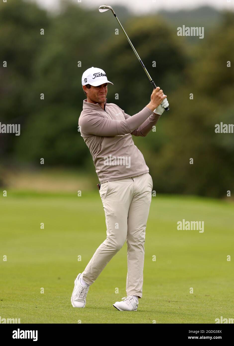 Lucas Bjerregaard plays down the 9th during day two of the Cazoo ...