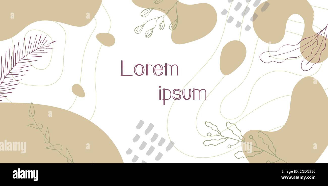 Banner horizontal universal abstract, neutral pastel colors, doodling ...