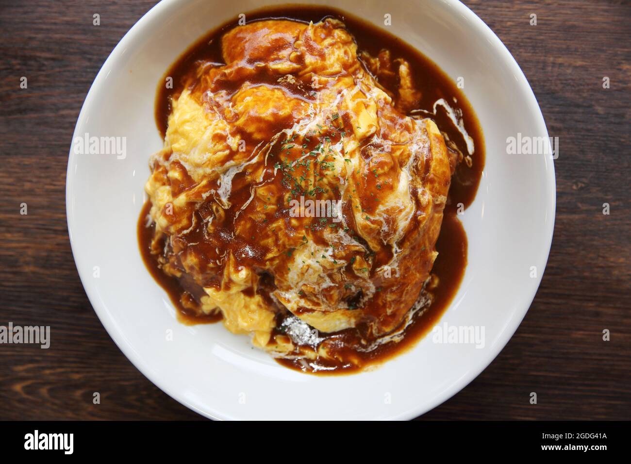 Curry rice with egg Japanese style Stock Photo - Alamy