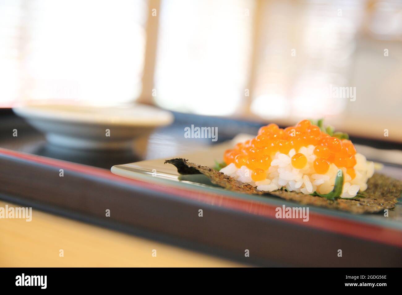 Japanese food ikura sushi , salmon roe with rice Stock Photo - Alamy