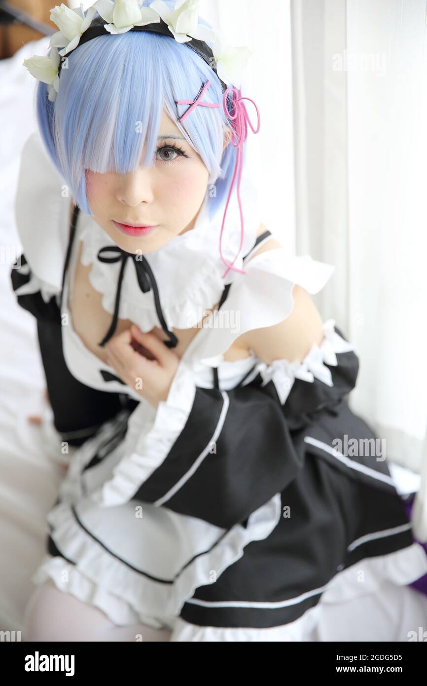 Japan anime cosplay girl in white tone Stock Photo - Alamy