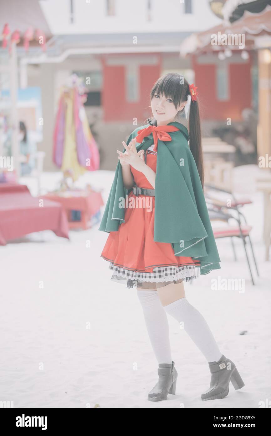 a portrait of beautiful female santa in christ mas Stock Photo - Alamy