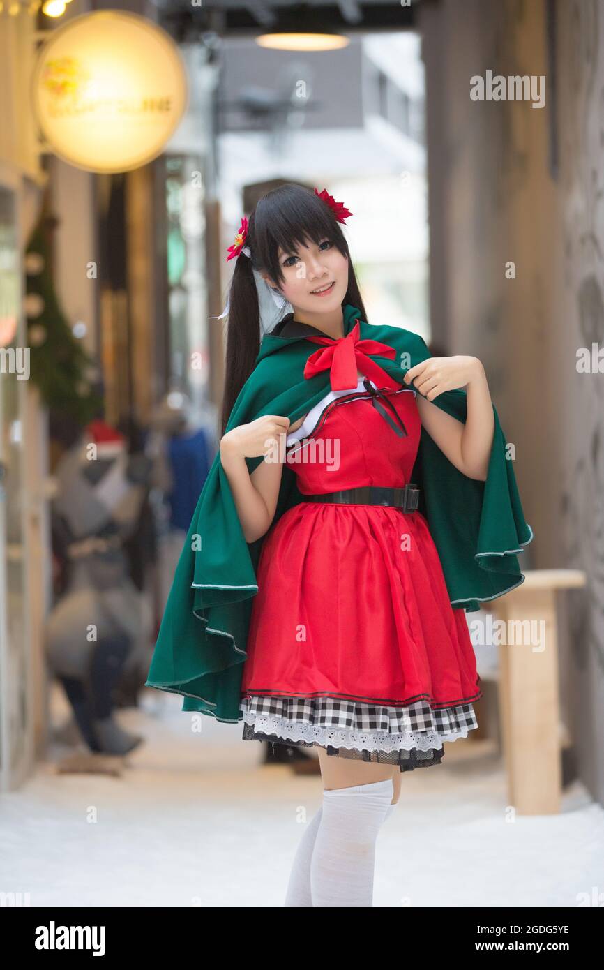 a portrait of beautiful female santa in christ mas Stock Photo - Alamy