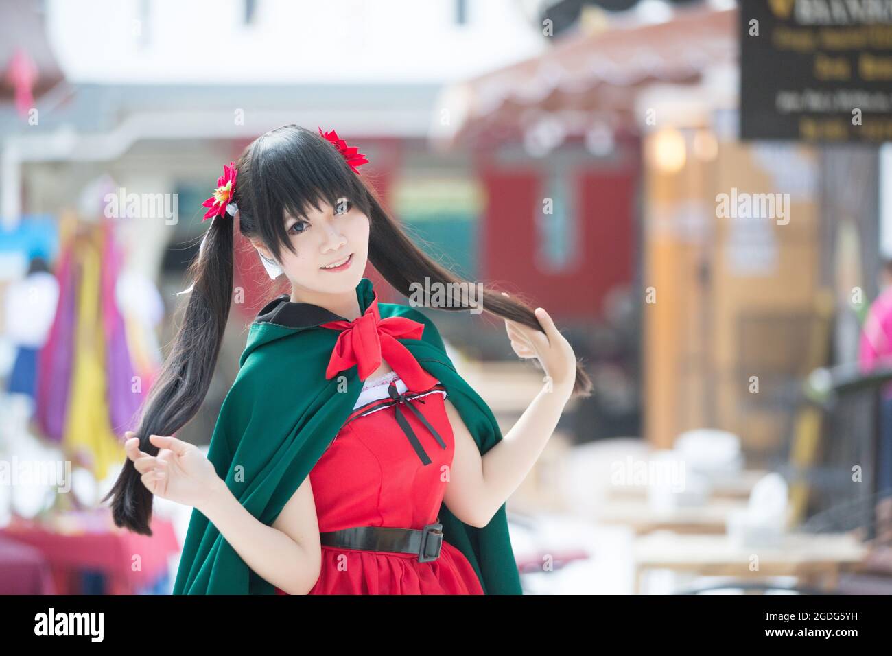 a portrait of beautiful female santa in christ mas Stock Photo - Alamy