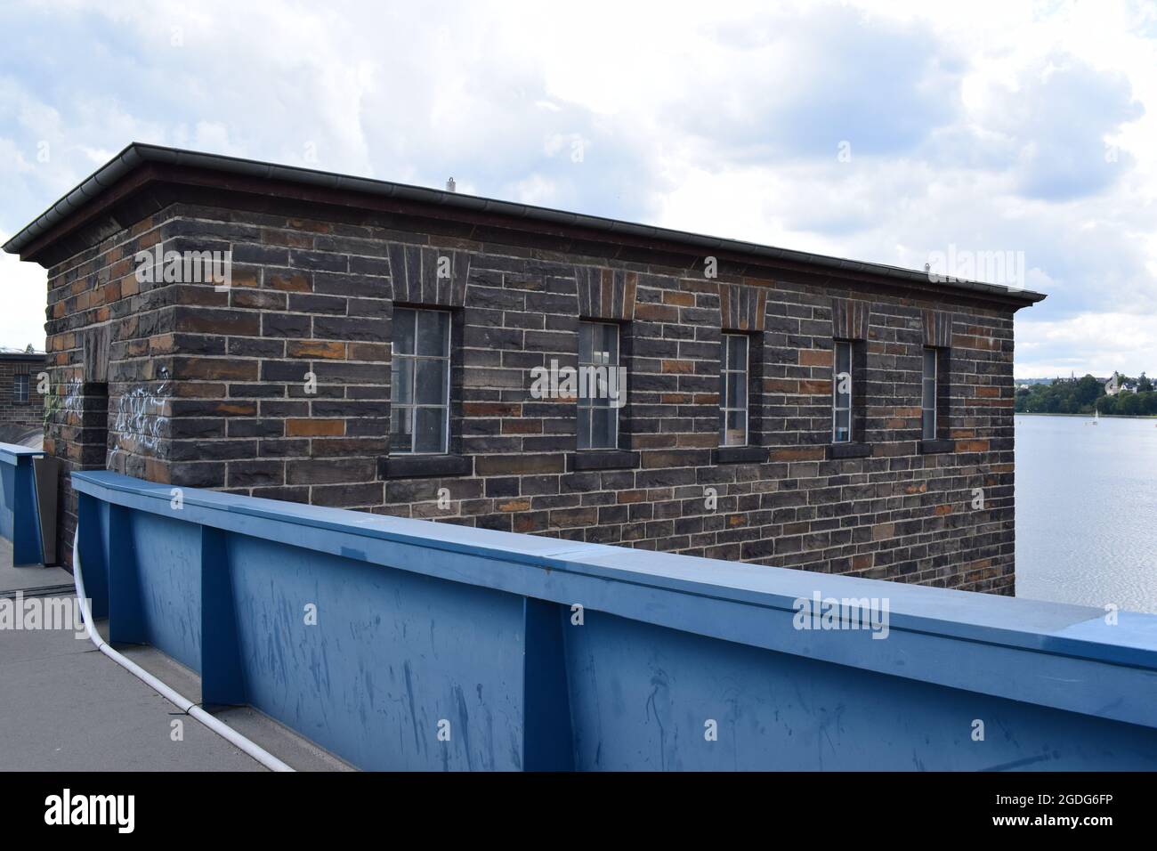 building in the last river lock of the Mosel in Koblenz Stock Photo - Alamy