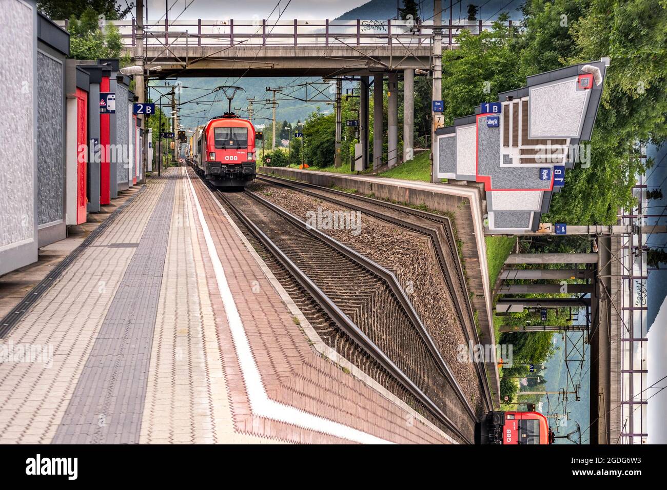 salzburg, salzburger land/austria - 11 June 2018: öbb train at salzburg ...