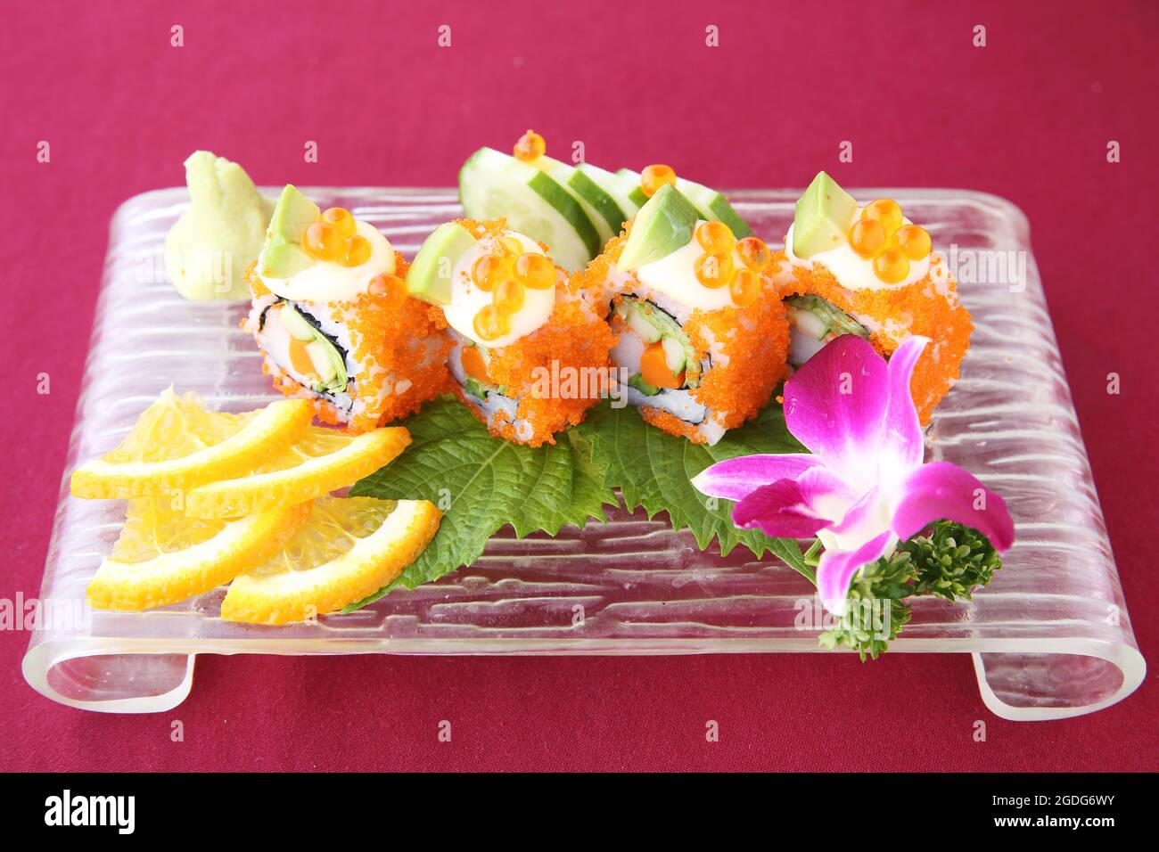 California maki sushi masago hi-res stock photography and images - Alamy