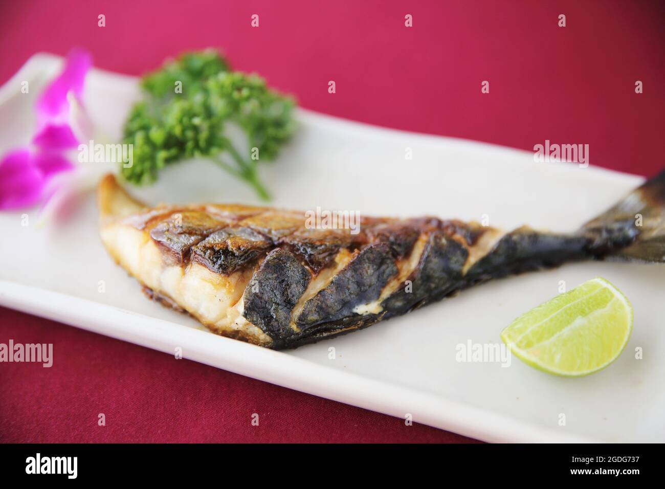 Grill Mackarel fish japanese food Stock Photo - Alamy
