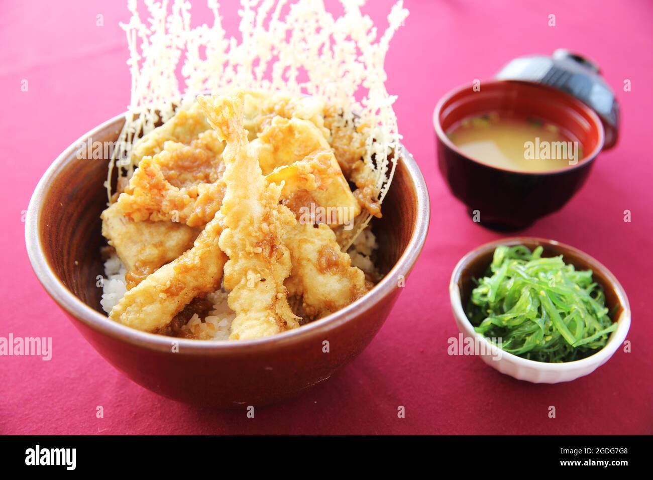 Rice with Tempura Fried shrimp Japanese style Stock Photo - Alamy