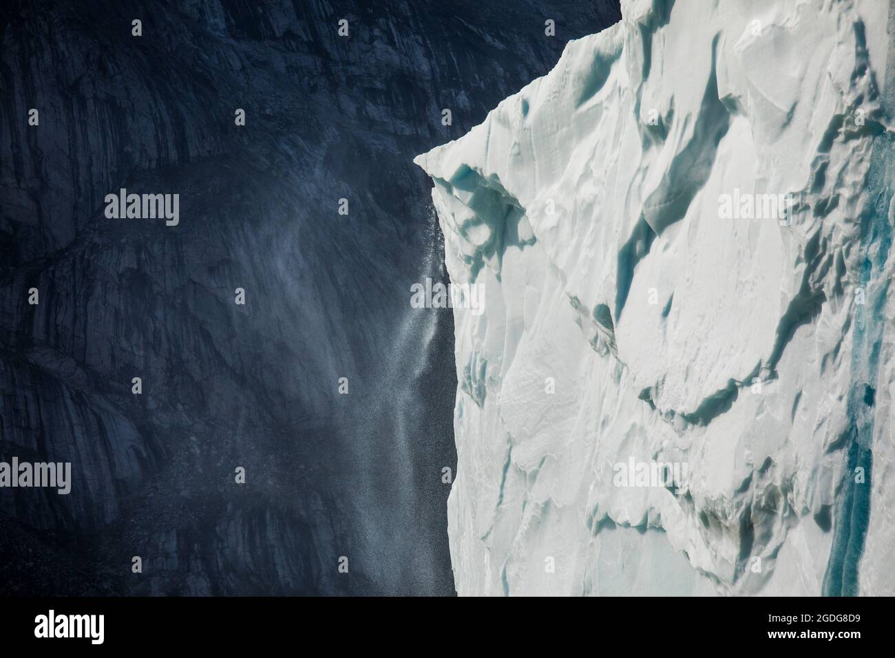 Detailed view of melting glacier, granite mountain cliff Stock Photo ...