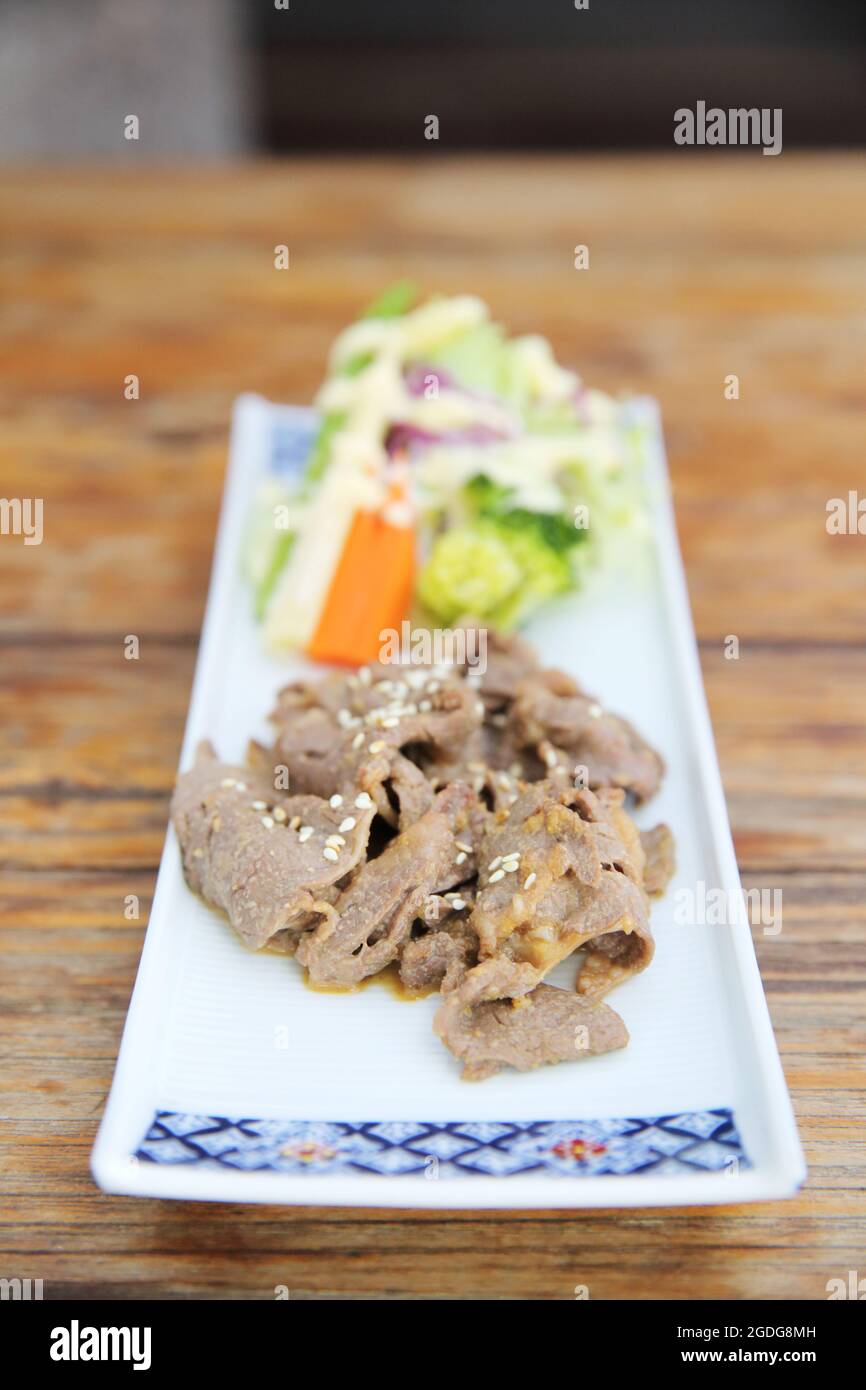 japanese food ginger fried beef Stock Photo - Alamy
