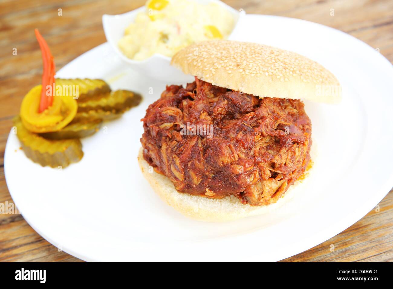 bbq pork rib burger Stock Photo - Alamy