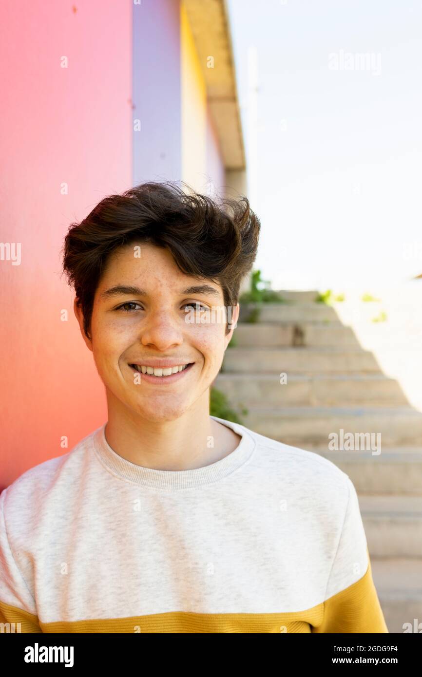 Portrait of a good looking young male smiling with copy space Stock ...