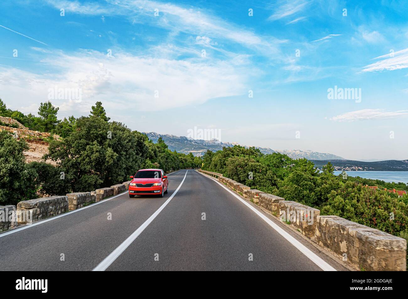 Scenic road. Road is surrounded by a magnificent natural landscape ...