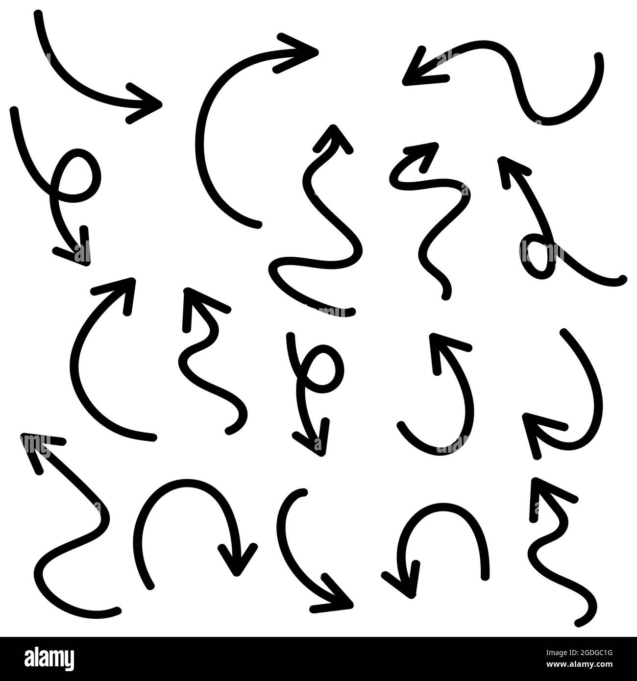 Hand drawn creative arrows. Ink and paper, black and white Stock Vector ...