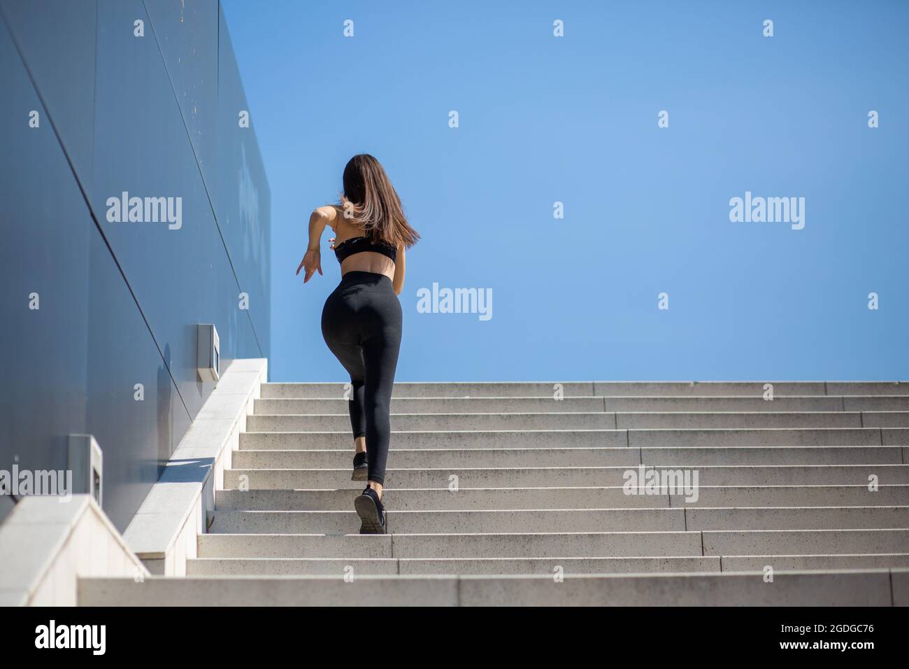 SOFIA, BULGARIA - Jun 16, 2021: A young athletic girl running up the ...