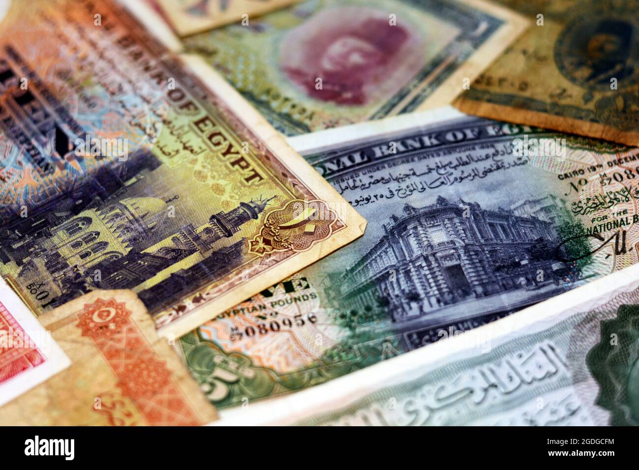 old Egyptian pounds money banknotes background at the time of the ...