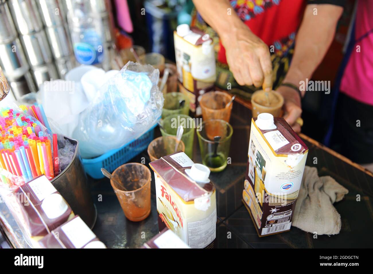 Thai local drink ice coffee Stock Photo - Alamy