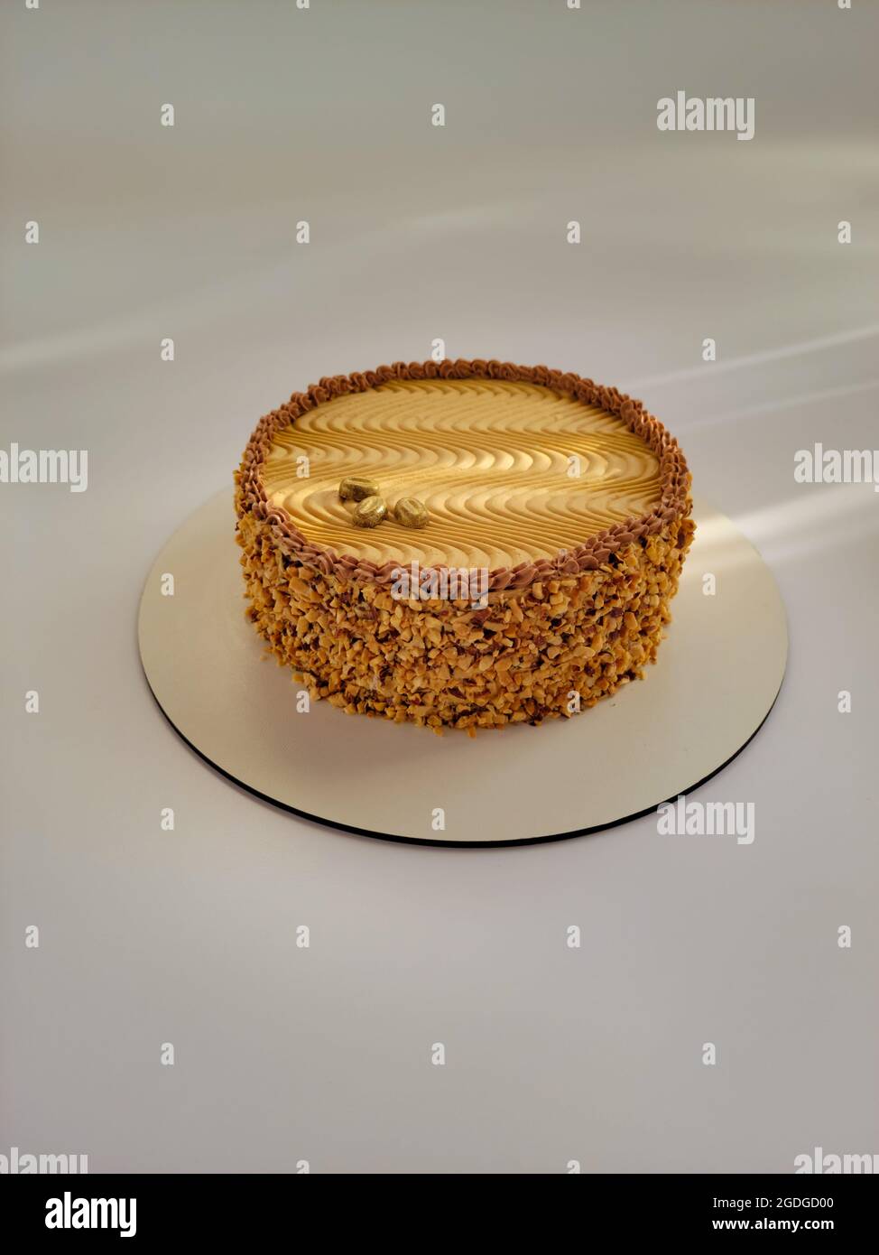 Traditional french Moka cake with chocolate coffee beans Stock Photo ...