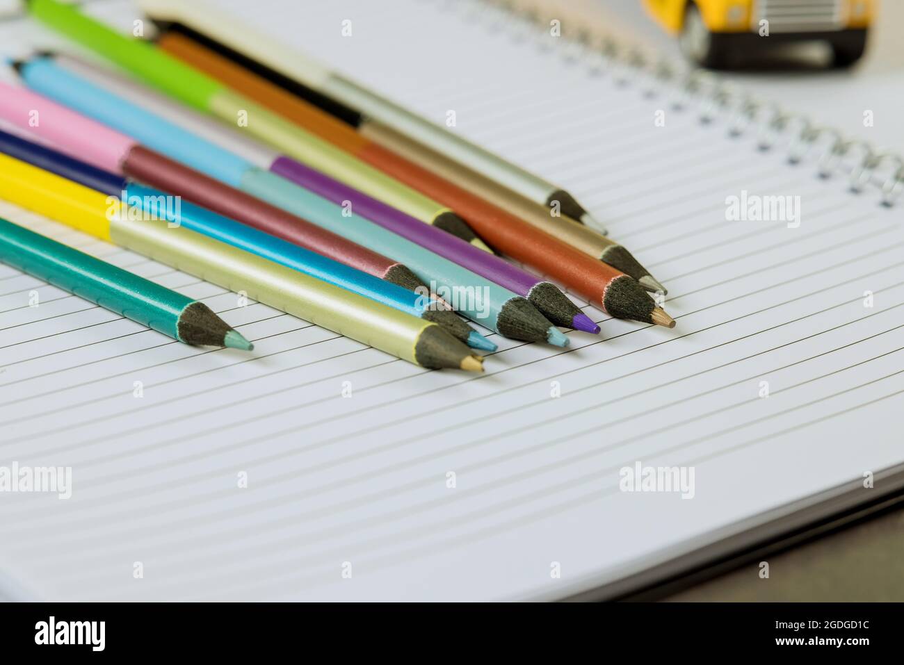 Back to school in the stationery for study at school lies on textbook ...